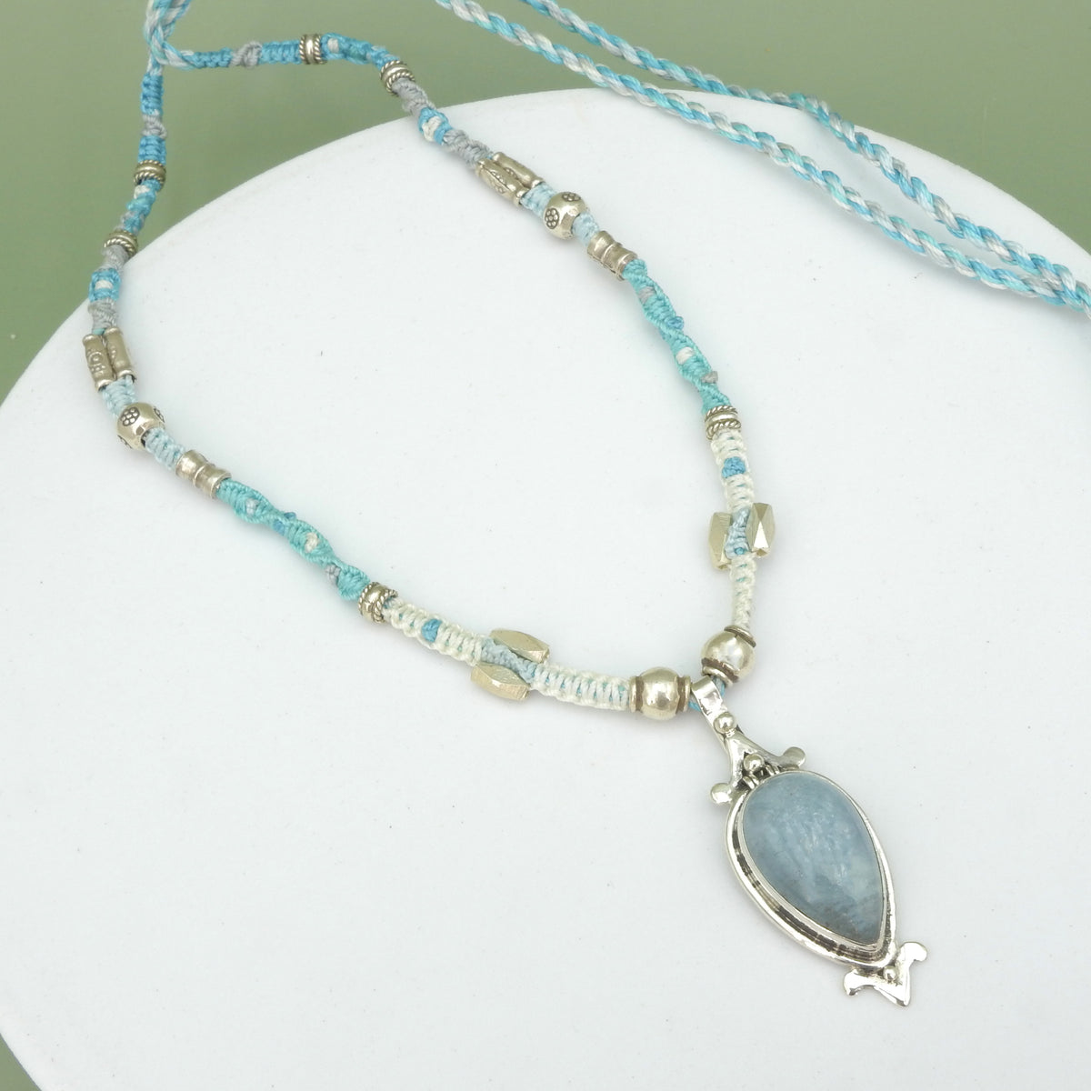 Sterling Silver Isha Elafi Aquamarine Nomadic Knotwork Necklace ...