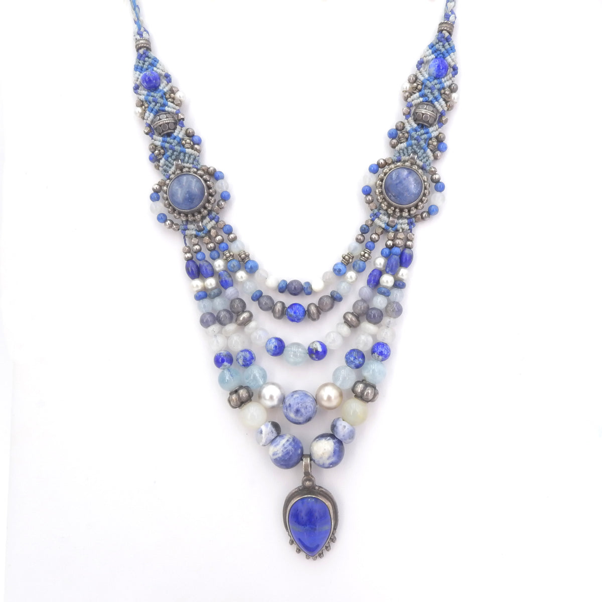 Sterling Silver Isha Elafi Multi Strand Kyanite & Lapis Nomadic ...