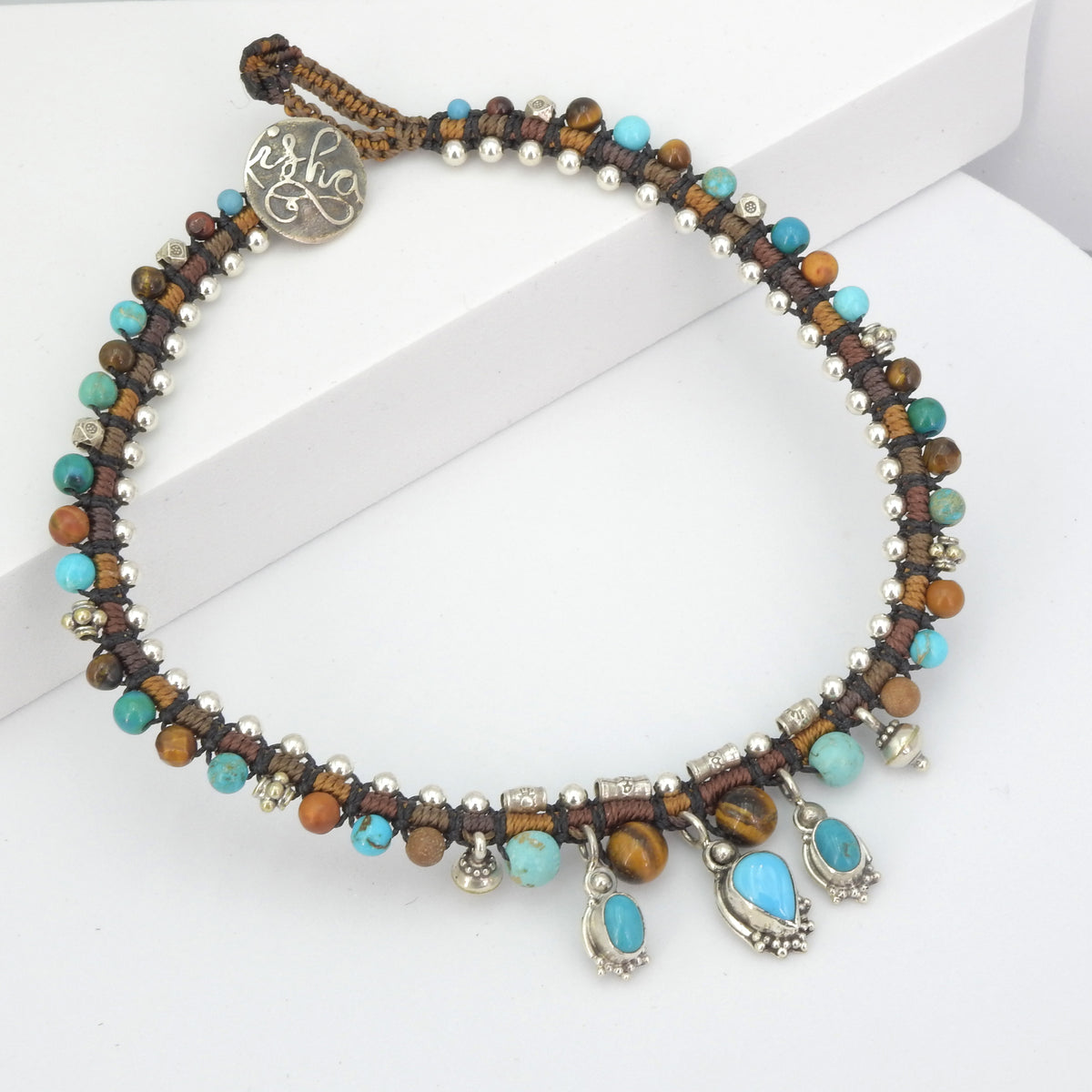 Sterling Silver Isha Elafi Turquoise Nomadic Knotwork Anklet – Iriniri ...